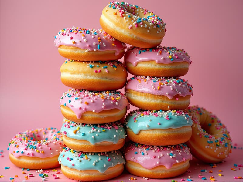 Stack Deliciously Glazed Donuts Sprinkles Stock Photos - Free & Royalty ...
