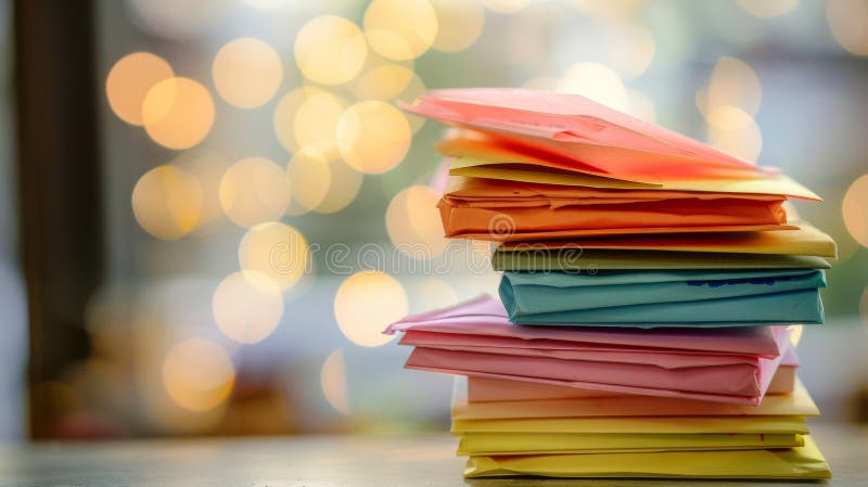 A Stack of Colorful Envelopes Each Addressed with Personalized ...