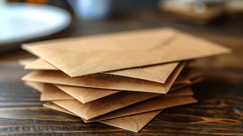 A Stack of Colorful Envelopes on a Wooden Table Stock Photo - Image of ...