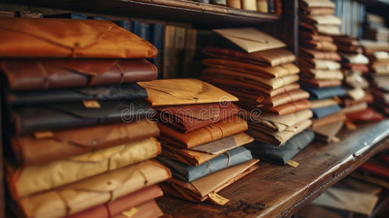 A Stack of Colorful Envelopes on a Wooden Table Stock Photo - Image of ...