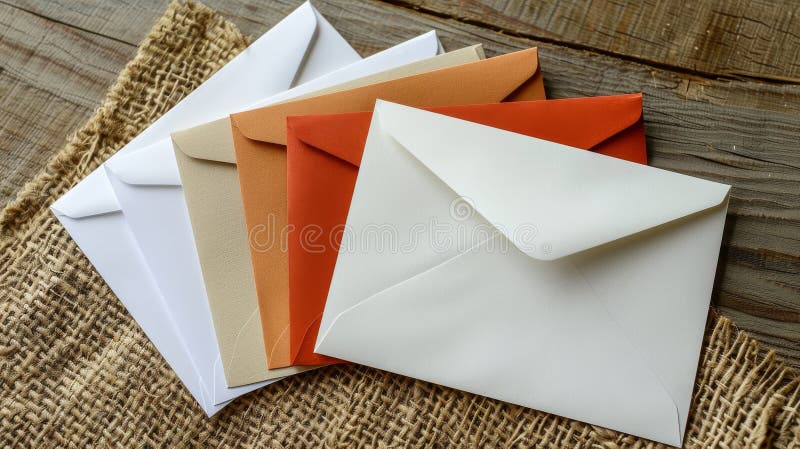 A Stack of Colorful Envelopes on a Wooden Table Stock Photo - Image of ...