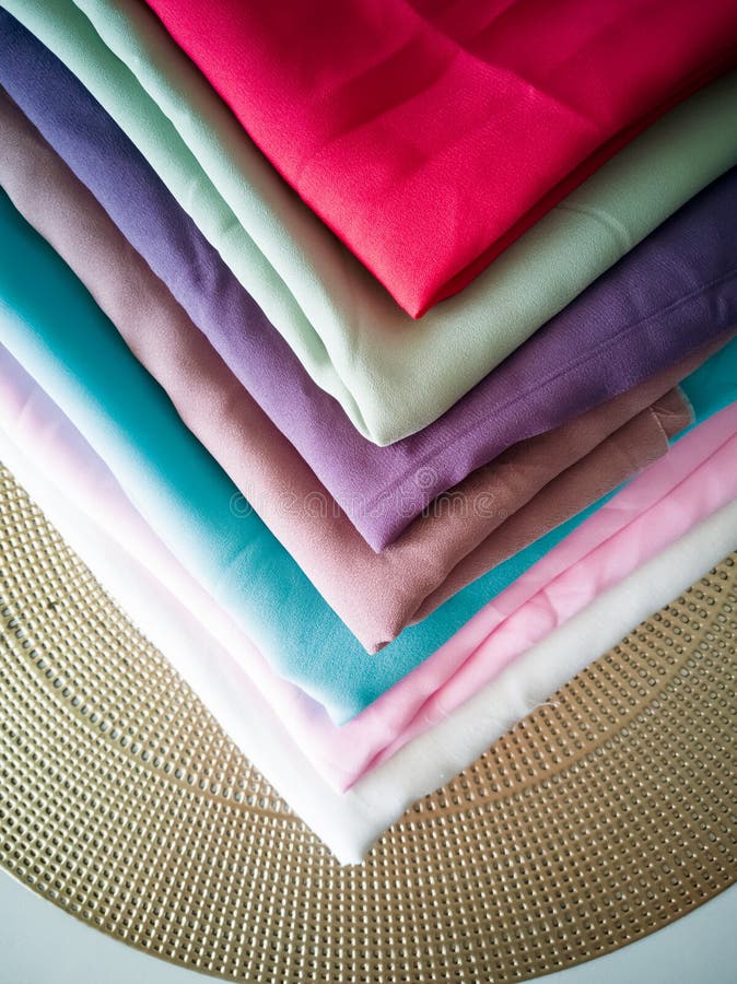 Stack of Colorful Fabric Textile Stock Photo - Image of materials ...