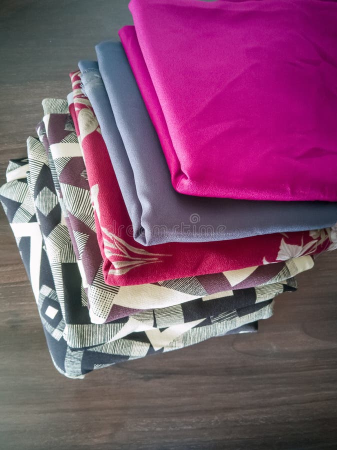 Stack of Colourful Fabric Textile Stock Photo - Image of green, blue ...