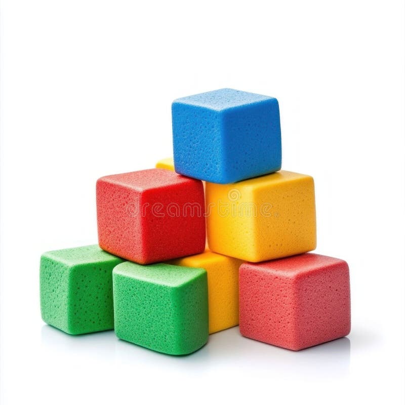 Stack of Colorful Foam Cubes Stock Illustration - Illustration of white ...