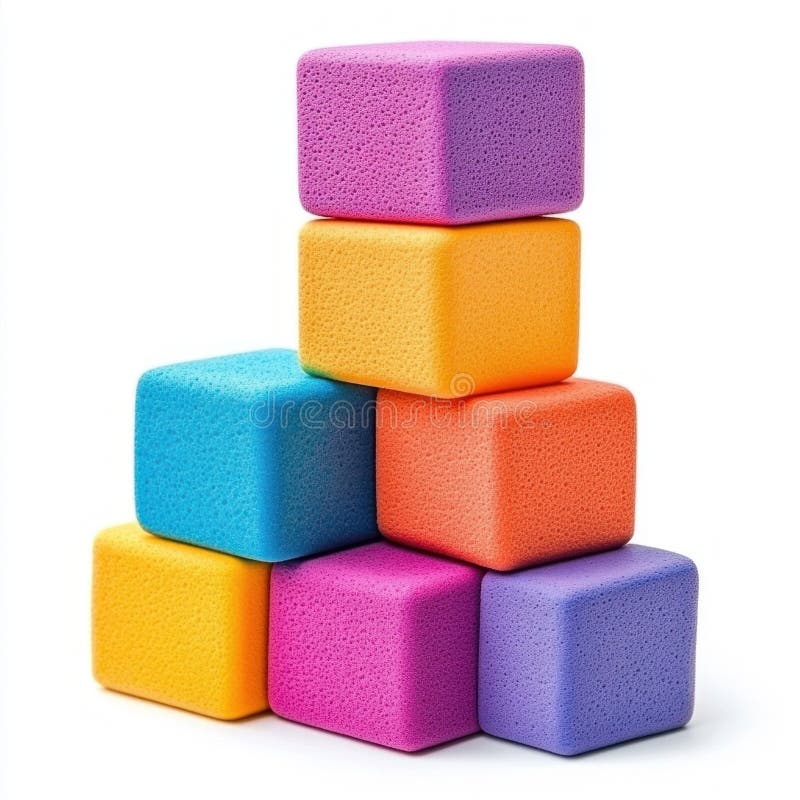 Stack of Colorful Foam Cubes Stock Illustration - Illustration of ...