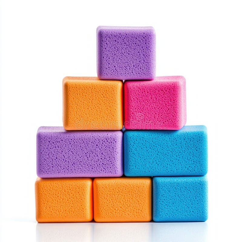 Stack of Colorful Foam Cubes Stock Illustration - Illustration of stack ...