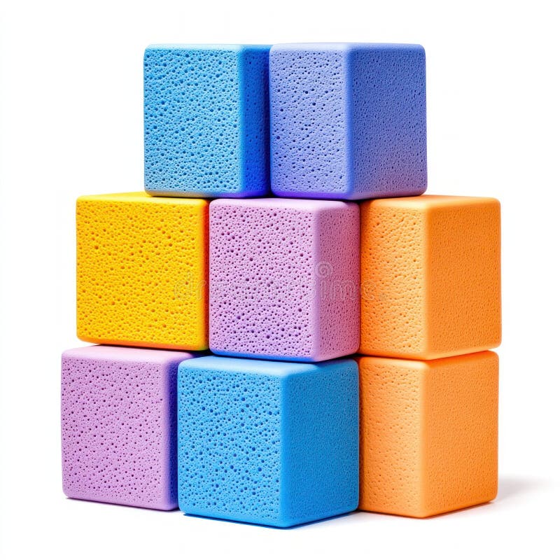 Stack of Colorful Foam Cubes Stock Illustration - Illustration of ...