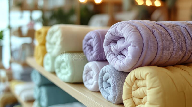 Stack Colorful Folded Blankets Display Store Stock Photos - Free ...