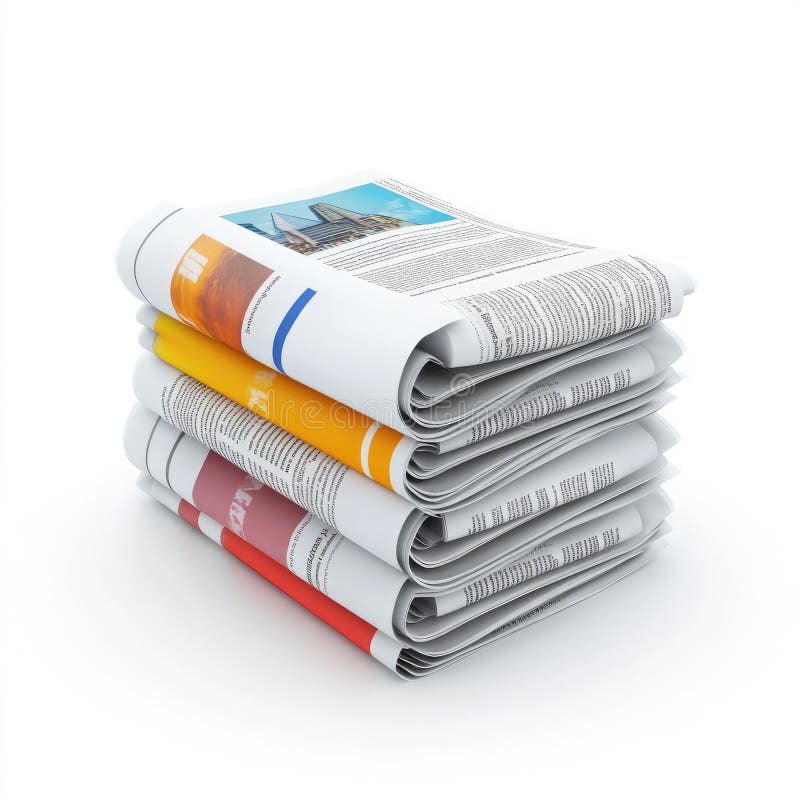 A Stack of Newspapers with Headlines. Generative AI Stock Illustration ...