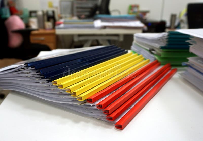 Stack of Colorful Folders on the Table Stock Image - Image of paperwork ...