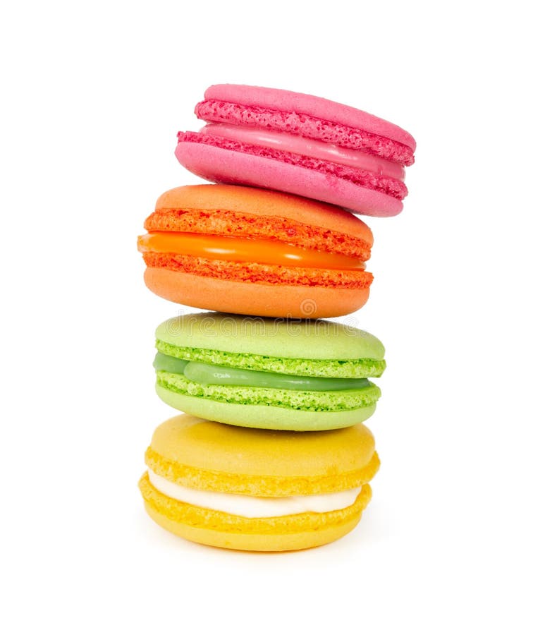 Stack of Colorful French Macaroons Isolated on White Stock Photo ...