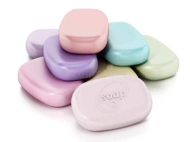 Stack of Colorful Generic Soaps Isolated on White Background. 3D ...