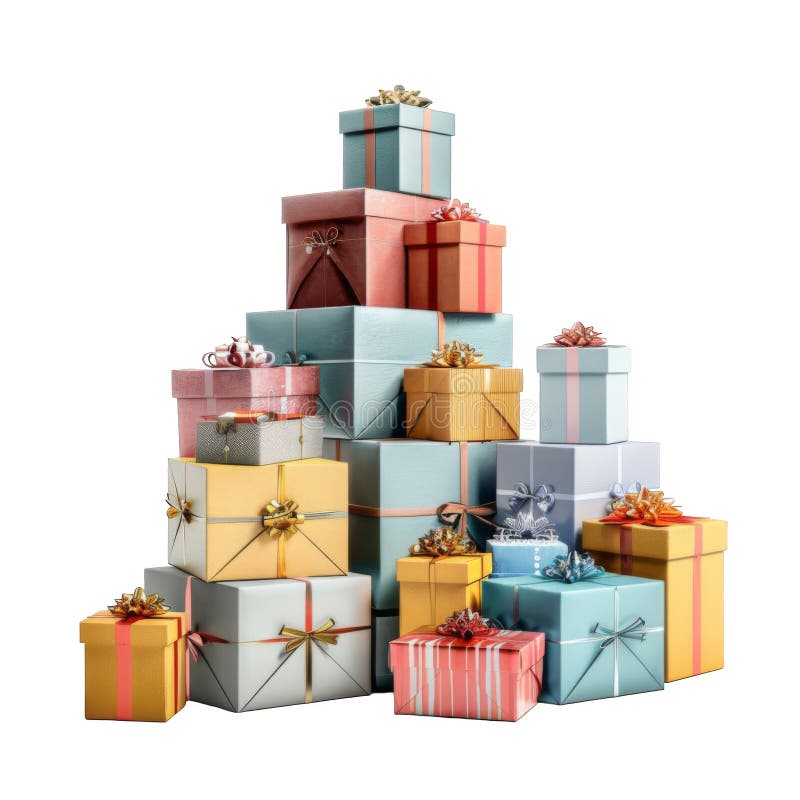 A Stack of Colorful Gift Boxes with Bows Stock Photo - Illustration of ...