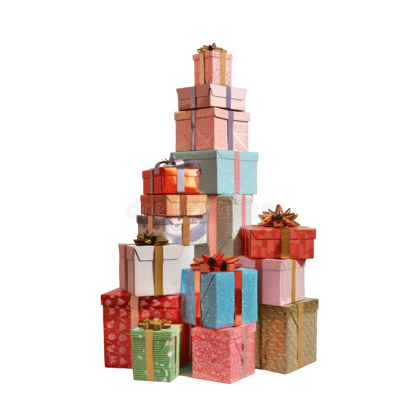 A Stack of Colorful Gift Boxes with Ribbons Stock Image - Illustration ...