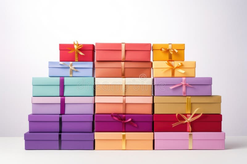 A Stack of Colorful Gift Boxes in a Row Stock Image - Image of ...