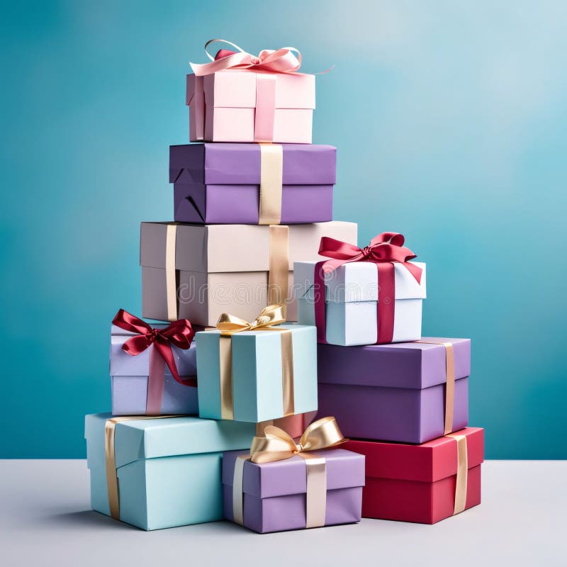 A Stack of Colorful Gifts with Bows. Gifts As a Day Symbol of Present ...