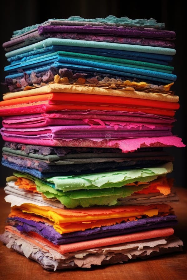 Stack of Colorful Handmade Paper Assortment Stock Illustration ...