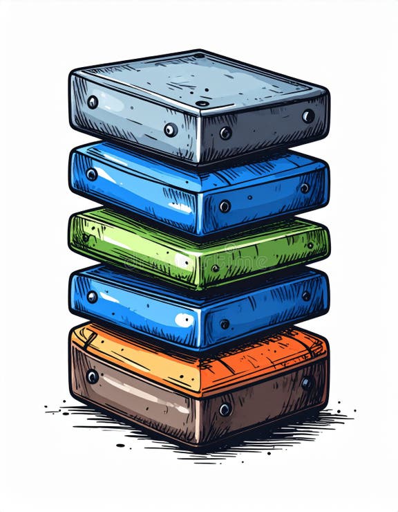 Stack of Colorful Hard Drives Illustration Stock Illustration ...