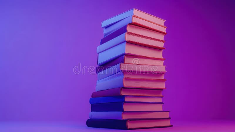 Stack of Colorful Hardcover Books on Bright Background Stock ...