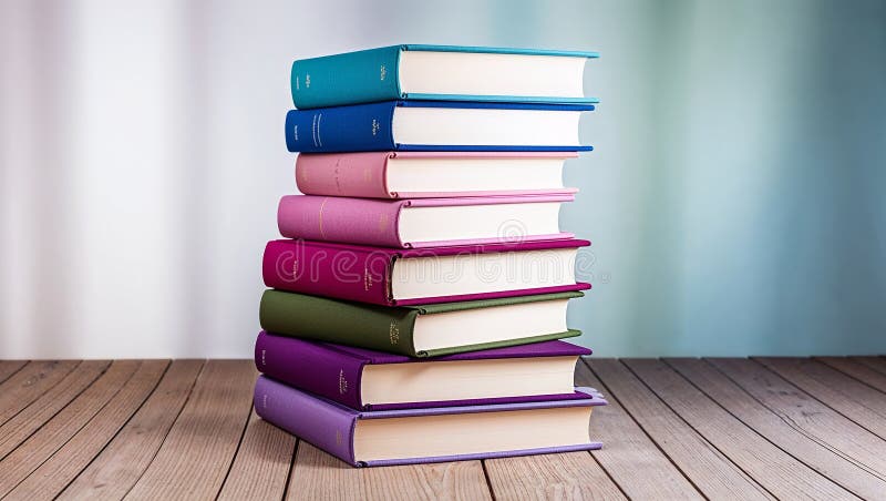 Stack of Colorful Hardcover Books Forming a Tower of Knowledge on ...