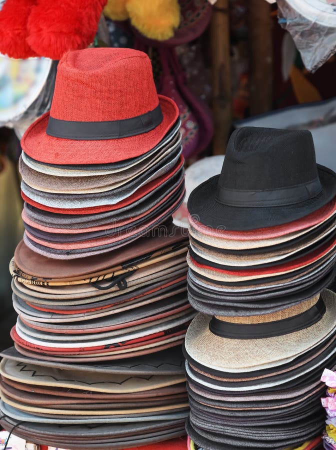 Stack of Colorful Hats Close Up Shot Stock Photo - Image of object ...