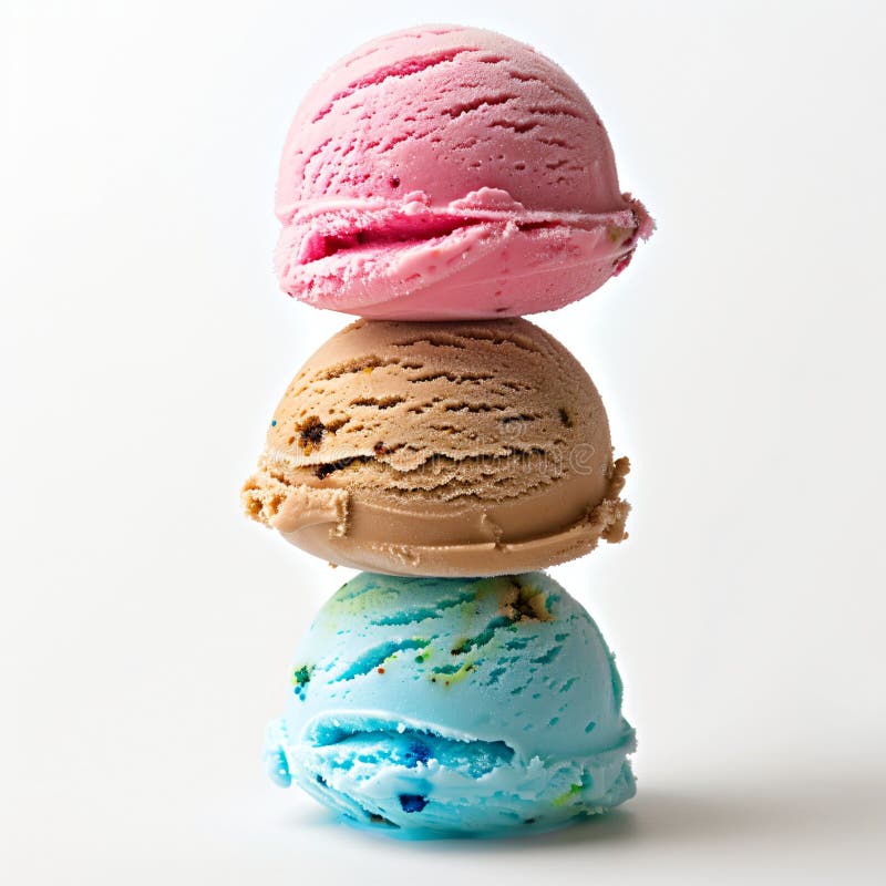 Stack of Colorful Ice Cream Scoops in Pastel Colors with Copy Space ...
