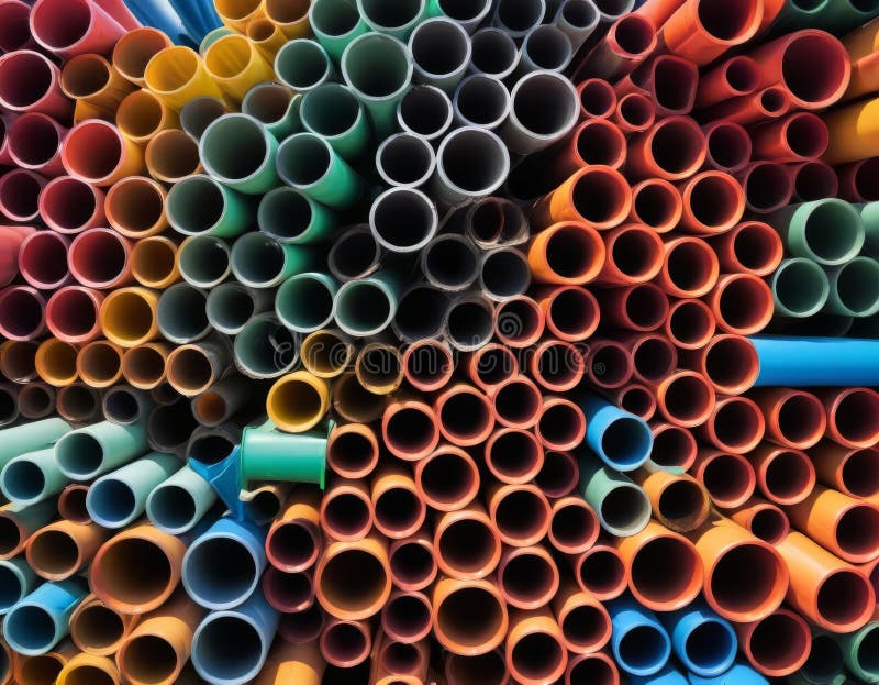 Stack of Colorful Industrial Plastic Pipes Stock Photo - Image of ...