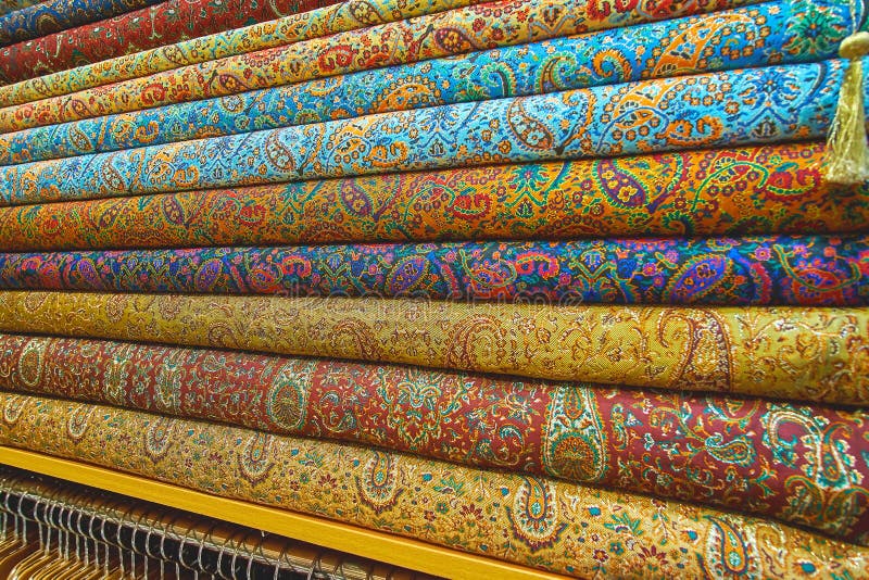 The Stack of Colorful Iranian Textile, Tehran, Iran Stock Photo - Image ...