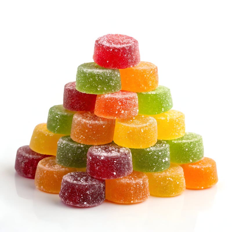 A Stack of Colorful Jello Candies in a Pyramid Shape Stock Illustration ...