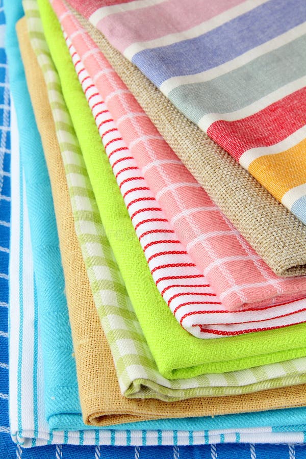 Stack of Colorful Kitchen Napkins Stock Photo - Image of isolated, heap ...