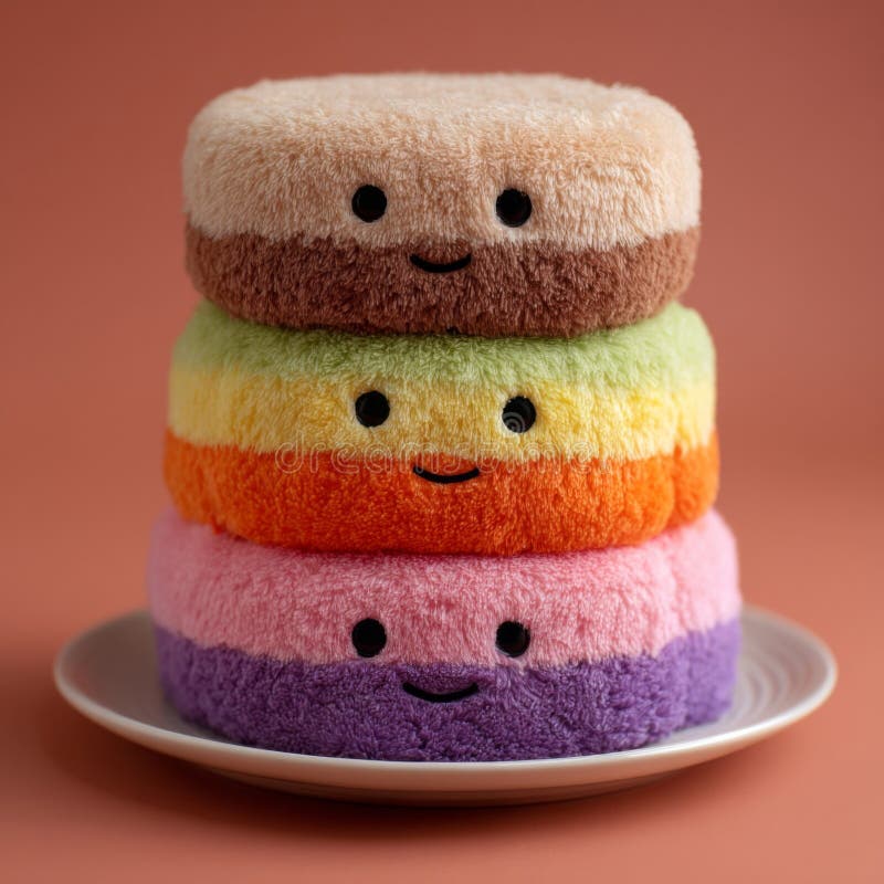 Stack of Colorful Layered Plush Cake Toys Stock Illustration ...