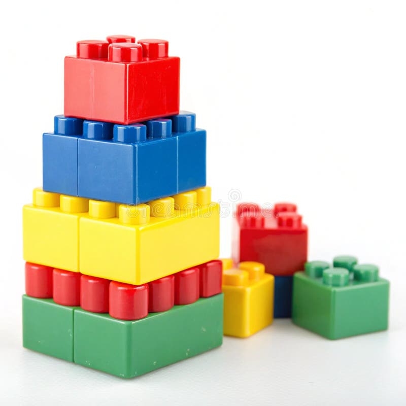 Stack of Colorful Lego Blocks Isolated on White Background Stock ...