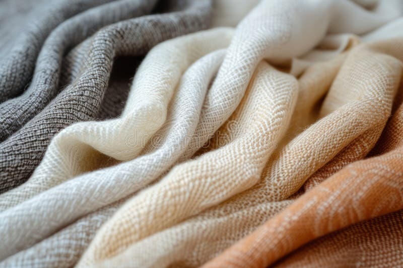 Stack of Colorful Luxurious Textiles. Soft Fabric of Different Colors ...