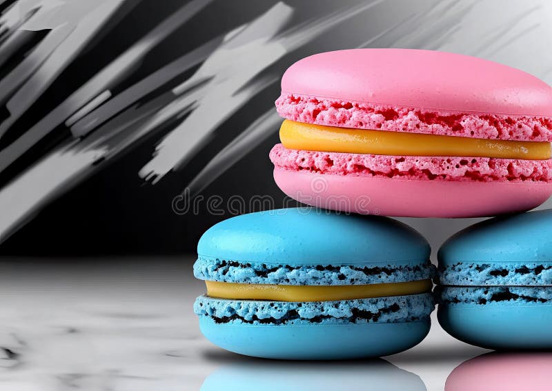 Three Macarons Stacked Top Each Other Black Background Stock Photos ...