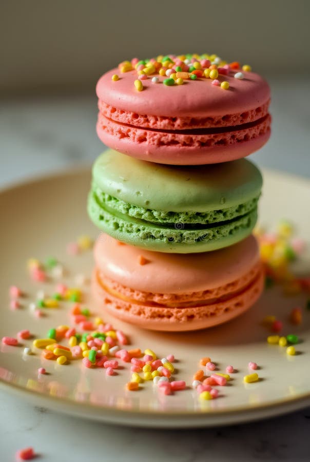 A Stack of Colorful Macarons with Sprinkles on Top Stock Illustration ...