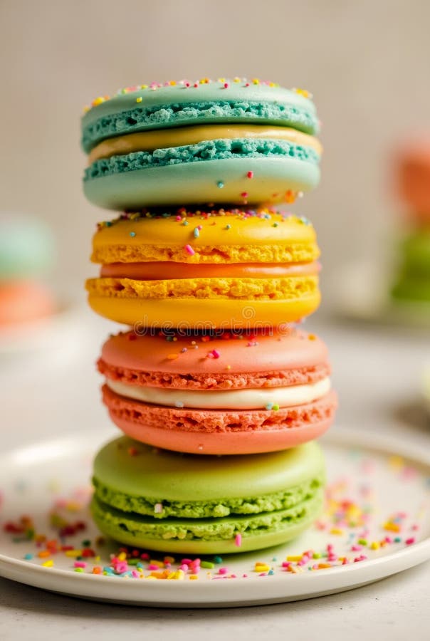 A Stack of Colorful Macarons with Sprinkles on Top Stock Illustration ...