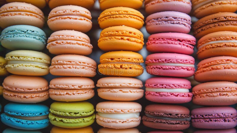 Stack of Colorful Macaroons in Rows Stock Photo - Image of textured ...