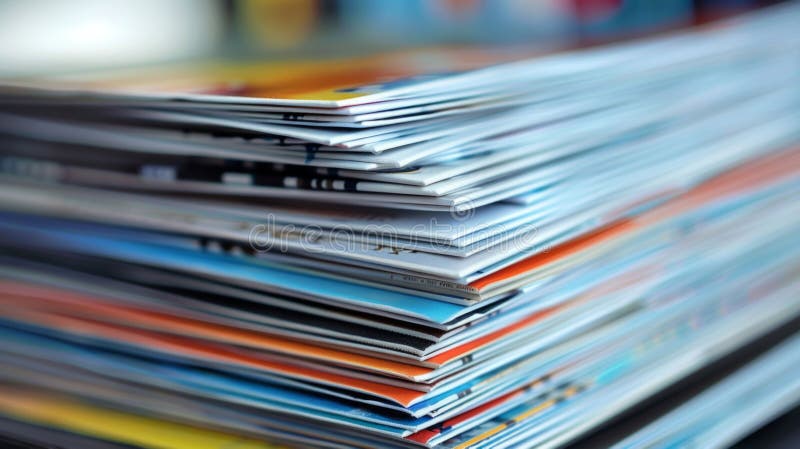 Stack of Colorful Magazines in Close-up View. Generative Ai Stock ...