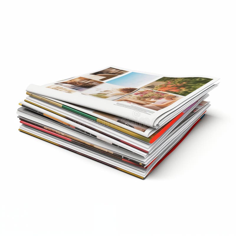Stack of Colorful Magazines on White Background Stock Illustration ...