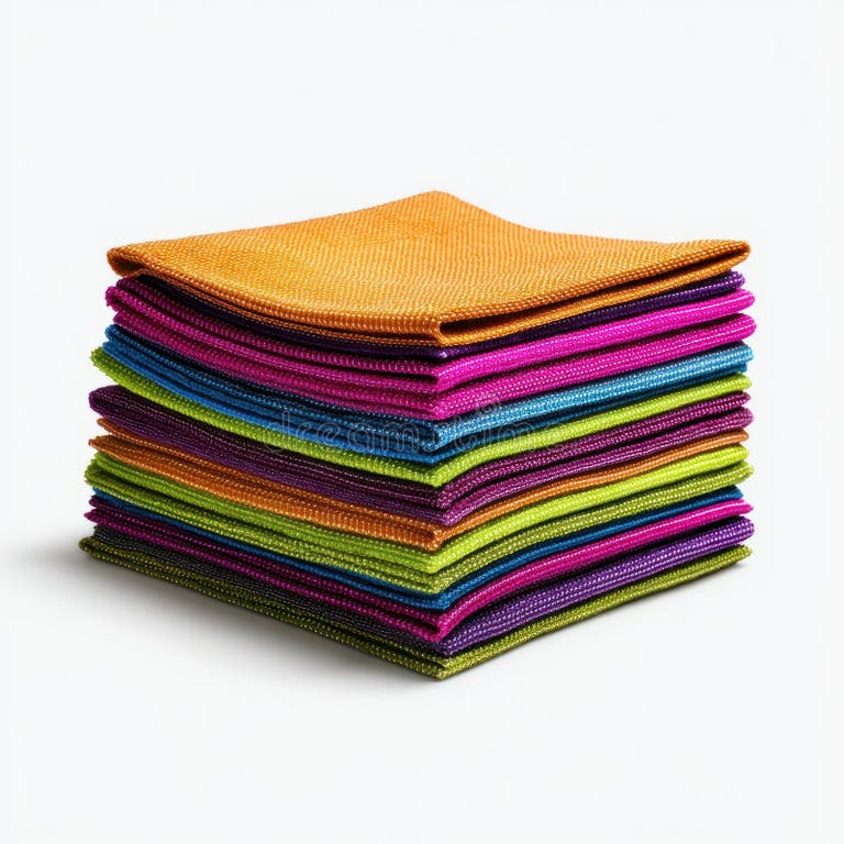 Stack of Colorful Microfiber Cleaning Cloths, Isolated on Transparent ...