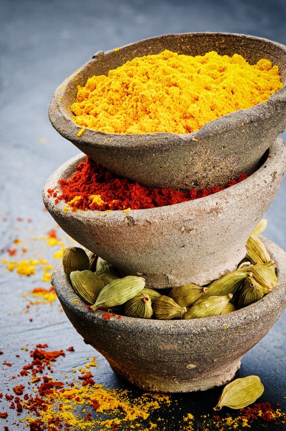 Stack of Colorful Mix of Spices Stock Image - Image of background ...