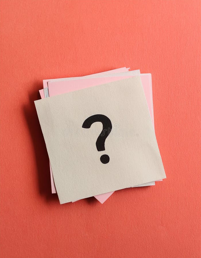 Paper Notes with Question Marks on Coral Background, Flat Lay. Space ...