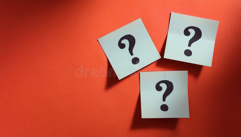 Paper Notes with Question Marks on Coral Background, Flat Lay. Space ...