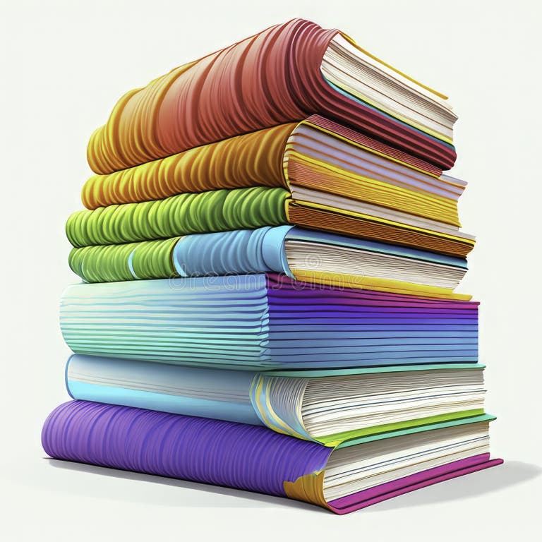 Stack of Colorful Notebooks Isolated on White Background. 3D ...