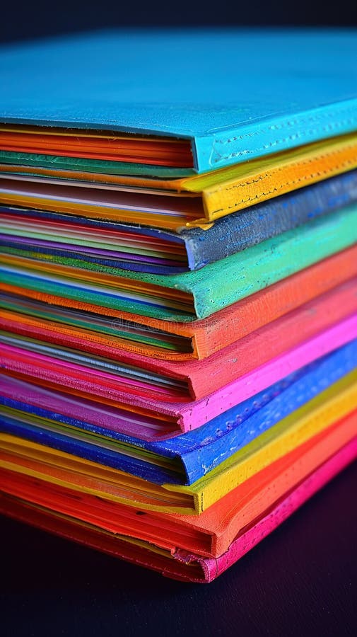 A Stack of Colorful Notebooks Their Pages Edged in a Spectrum ...