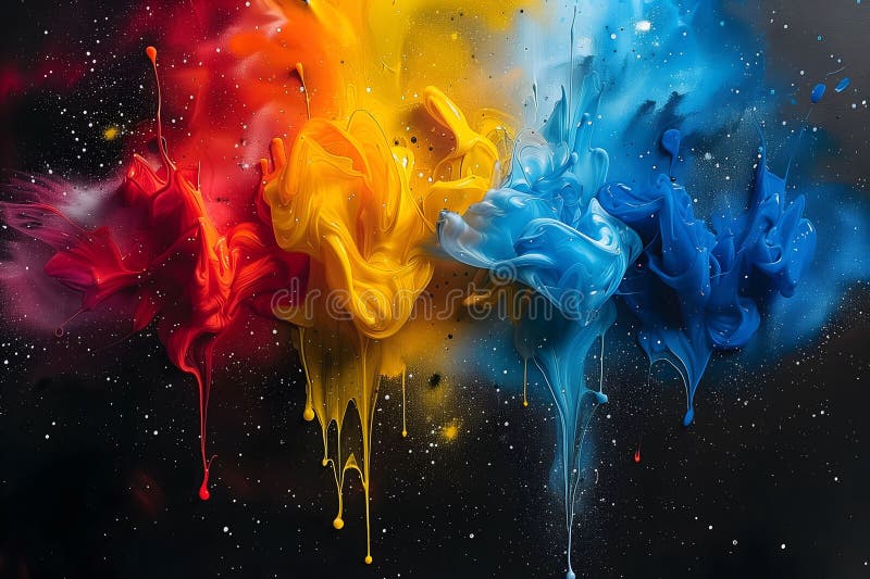 Stack of Colorful Paint Splatters Generative AI Stock Illustration ...