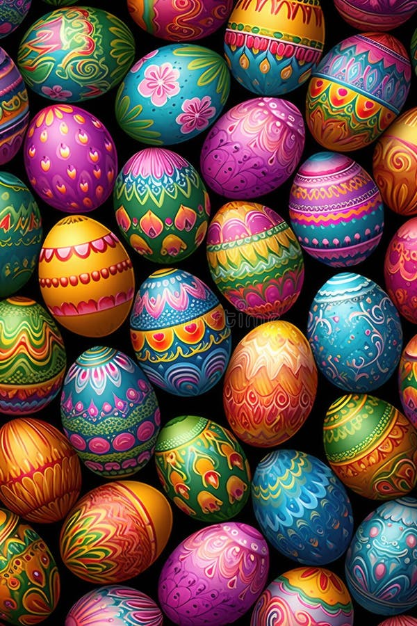 Stack Colorful Painted Eggs Perfect Easter Themed Designs Stock Photos ...