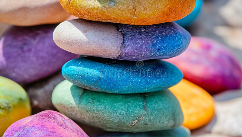 Stack of Colorful Painted Stones, Rainbow Rocks, High Quality Image ...