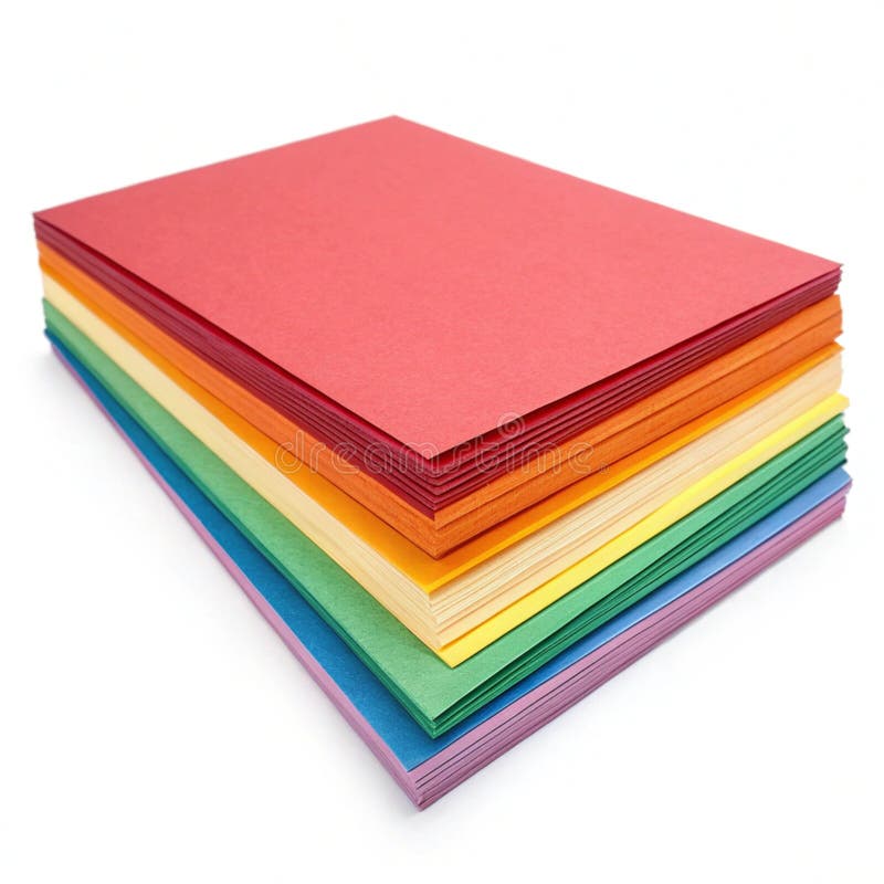 Stack of Colorful Paper Isolated on White Background Stock Illustration ...