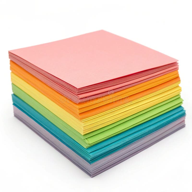 Stack of Colorful Paper Isolated on White Background Stock Photo ...